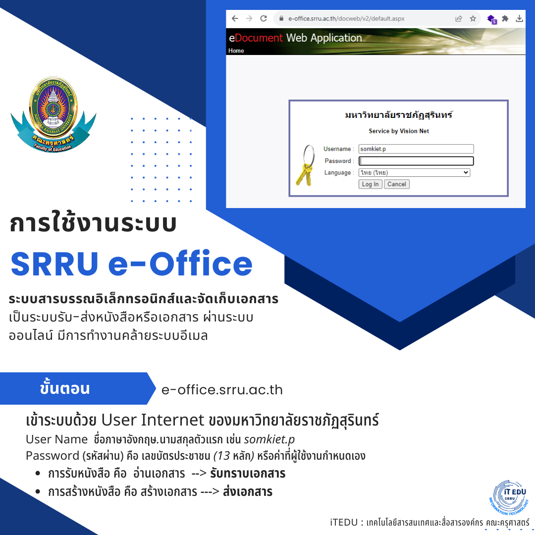 รายวิชา: KM-การใช้ระบบงานสารบรรณอิเล็กทรอนิกส์ | SRRU e-Learning